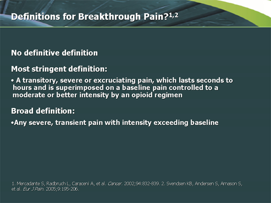 Breakthrough Pain in Cancer Patients: Characteristics, Prevalence, and ...