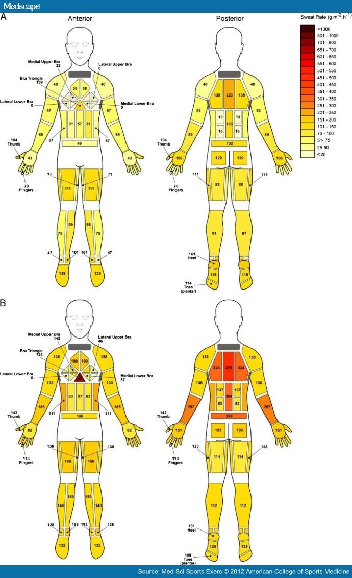 Body Mapping of Sweating Patterns in Athletes