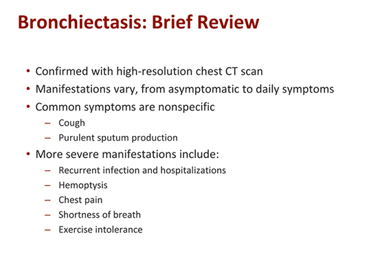 Updates on the Management of Non-Cystic Fibrosis Bronchiectasis ...