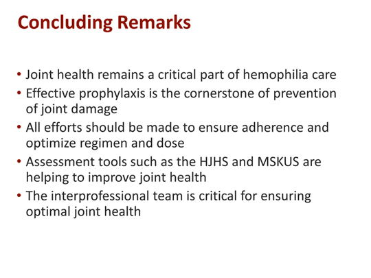 Optimizing Joint Health in Hemophilia (Transcript)