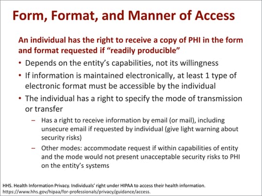 An Individual’s Right to Access and Obtain Their Health Information ...