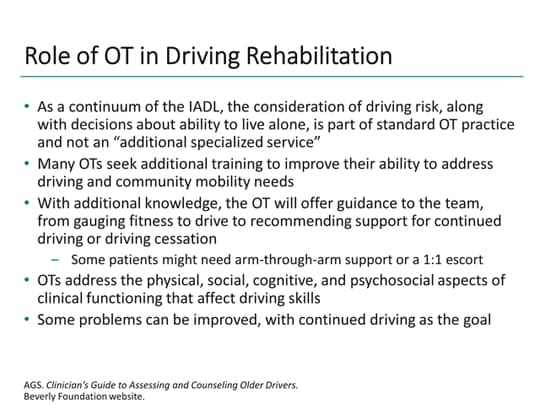 The Role of the Occupational Therapist in Older Driver Safety
