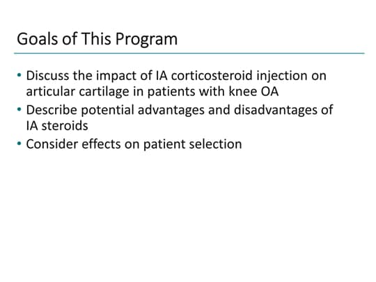 Effect of Intra-articular Steroids on Cartilage in Knee OA