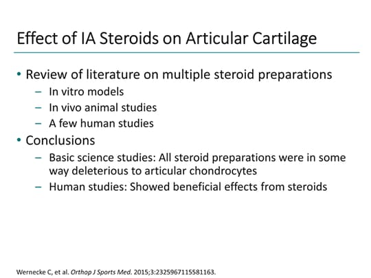 Effect of Intra-articular Steroids on Cartilage in Knee OA
