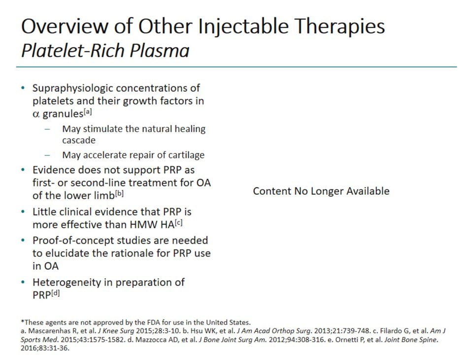 Maximizing Medical Management of Knee Osteoarthritis: Use of Injectable ...