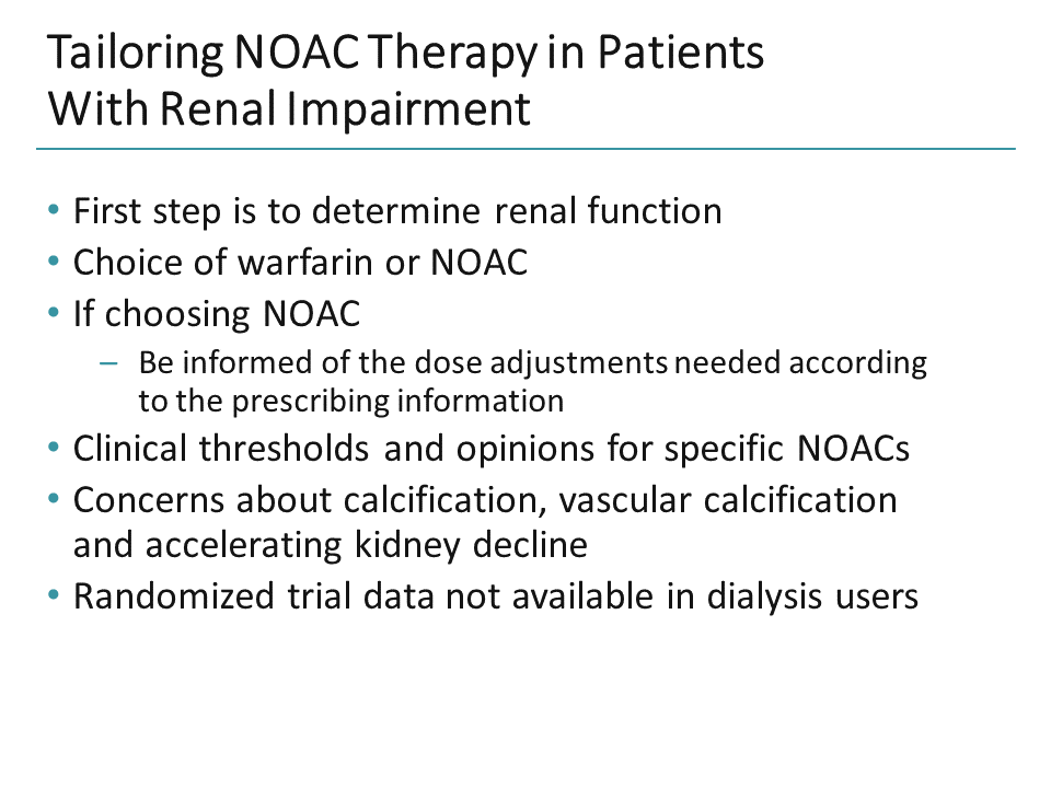 NOACs and Renal Impairment: Addressing Common Concerns