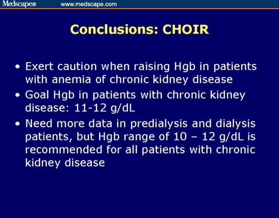 Target Hemoglobin Level in Anemic Patients With Chronic Kidney Disease
