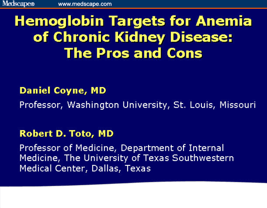 Hemoglobin Targets for Anemia of Chronic Kidney Disease