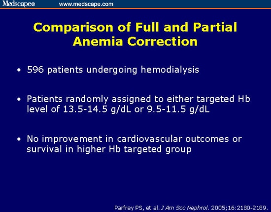 Hemoglobin Targets for Anemia of Chronic Kidney Disease