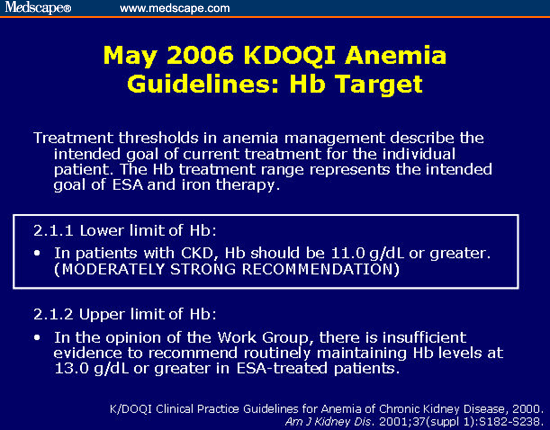 Hemoglobin Targets for Anemia of Chronic Kidney Disease