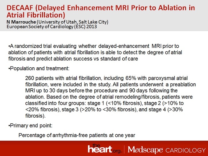 DECAAF (Delayed Enhancement MRI Prior to Ablation in Atrial Fibrillation)