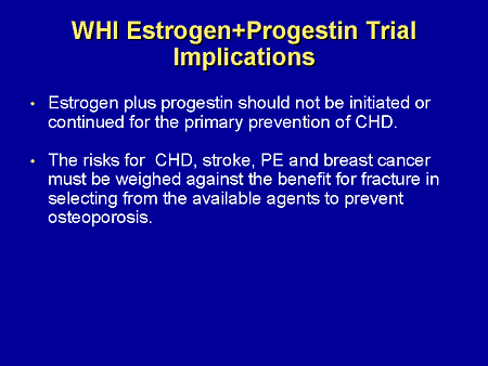 The Clinical Impact of the Women's Health Initiative (WHI): Entering a ...
