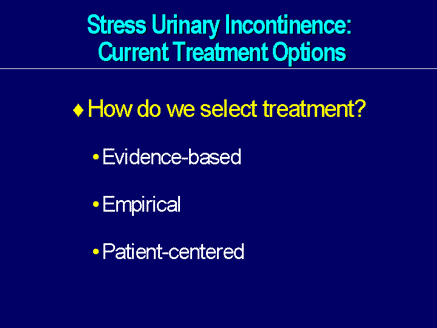 Stress Urinary Incontinence: Expanding the Treatment Options