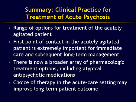 Management of Behavioral Emergencies and the Use of Atypical Antipsychotics