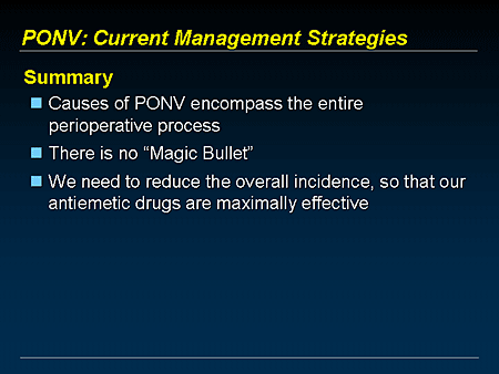PONV Management: Tackling the Practical Issues