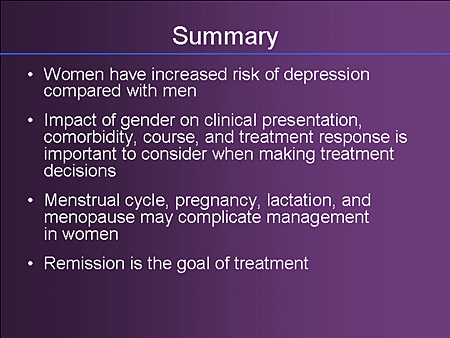Achieving Remission in Depression: Managing Women and Men in the ...