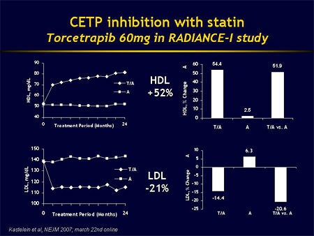Slide 24. CETP Inhibition With Statin: Torcetrapib 60mg in RADIANCE-I Study