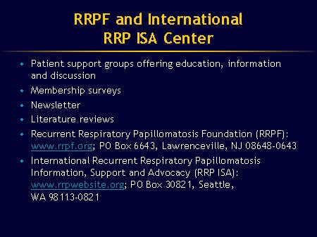 Recurrent Respiratory Papillomatosis: High-Risk Consequences of Low ...