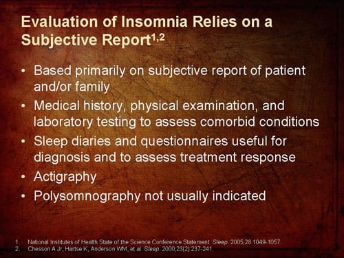 Insomnia: Diagnosis and Treatment in Psychiatric Patients-Slides/Transcript