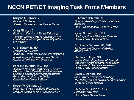 NCCN Task Force Report: PET/CT Imaging (Slides With Transcript)