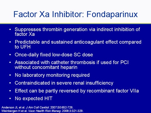 Thrombin and Factor Xa Inhibition: What's Beyond UFH per Anticoagulant Use?
