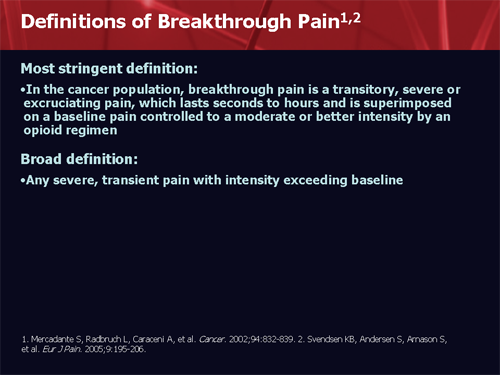 Treatment Landscape for Breakthrough Pain, Cancer (Slides With Transcript)