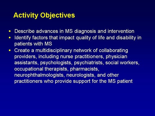 The Multidisciplinary Team in Multiple Sclerosis: Harnessing the Array ...