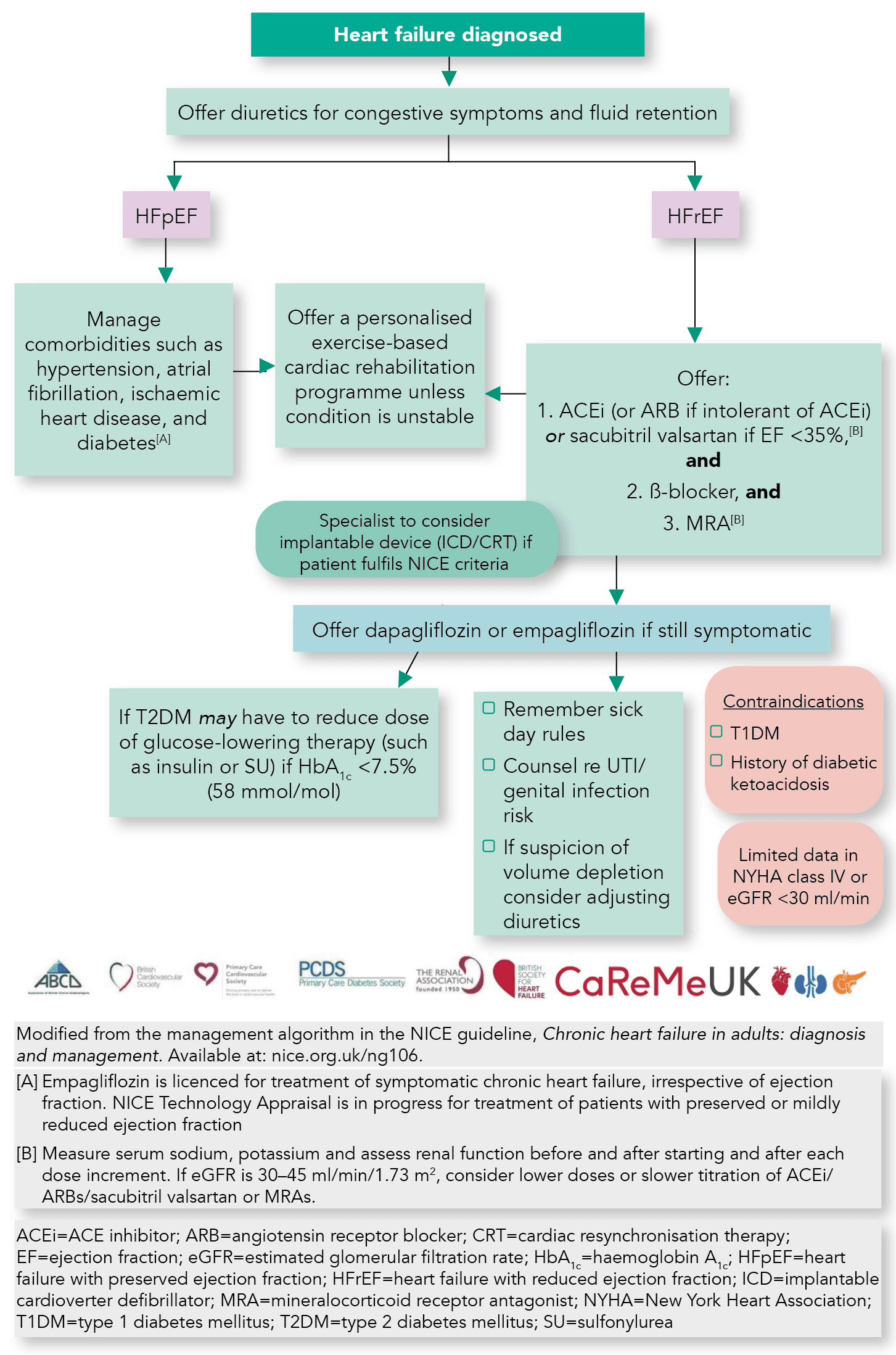 Heart Failure Management Algorithm: CaReMeUK 2022 Guideline Summary